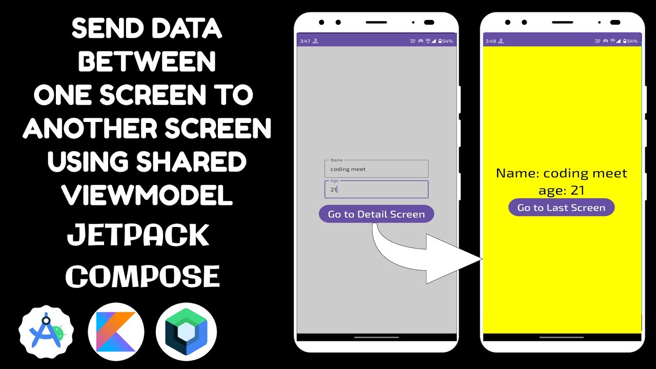 How to Passing Data Between Screens Using ViewModel in Jetpack Compose Navigation Android Studio ...