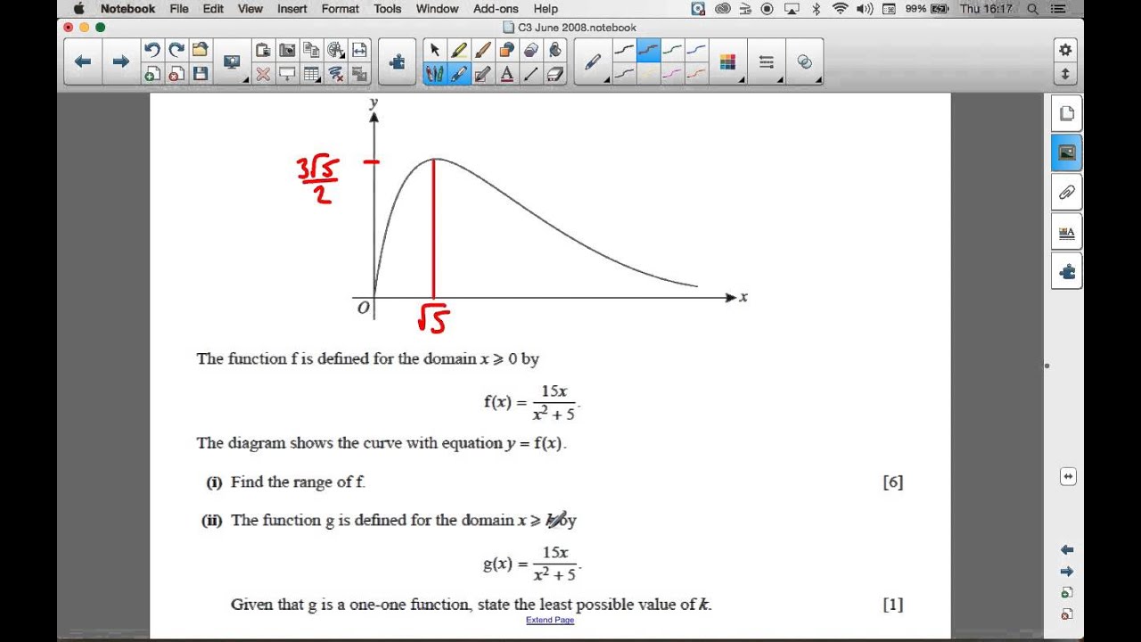 OCR Core 3 June 2008 q9ii - A2 Maths - Functions Questions - YouTube