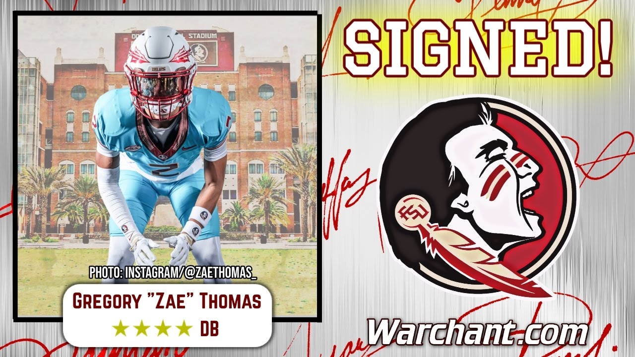 SECONDARY SOLIDIFIED! 4* DB Gregory "Zae" Thomas Signs with FSU | FSU ...