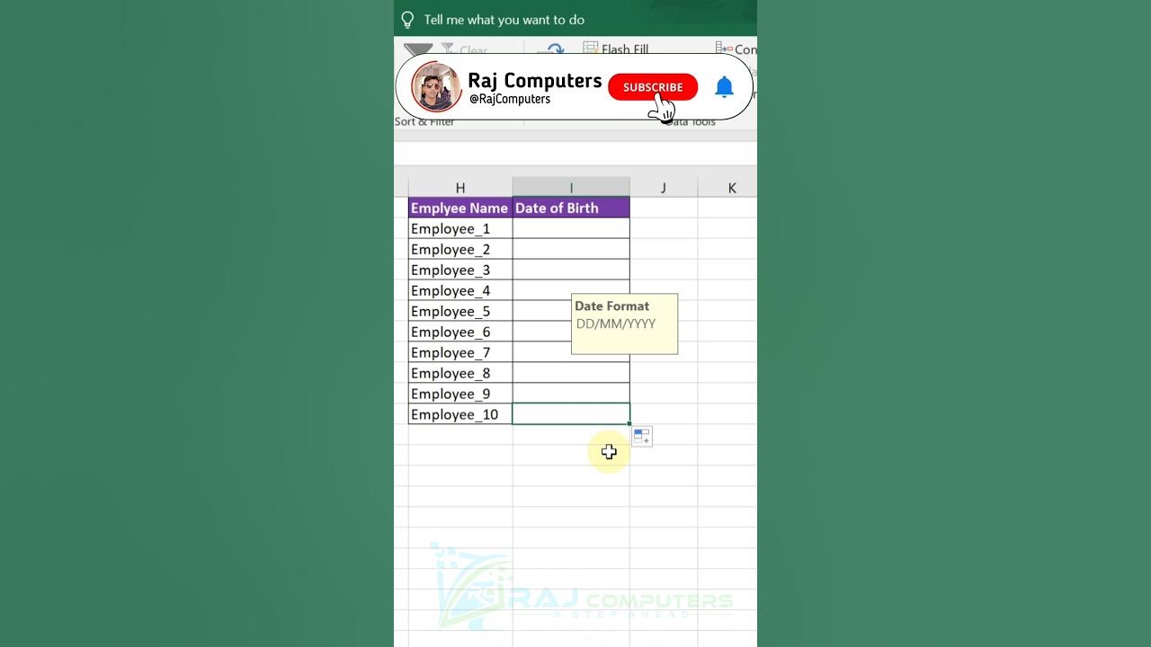 Data Validation Input Message In Excel Raj Computers Raj Sir Shorts Datavalidation Youtube