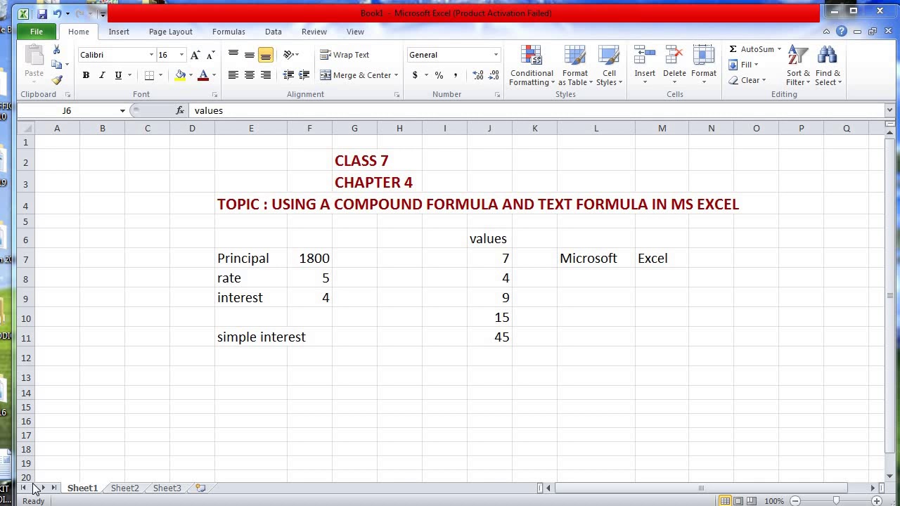 compound formula and text formula in MS Excel - YouTube