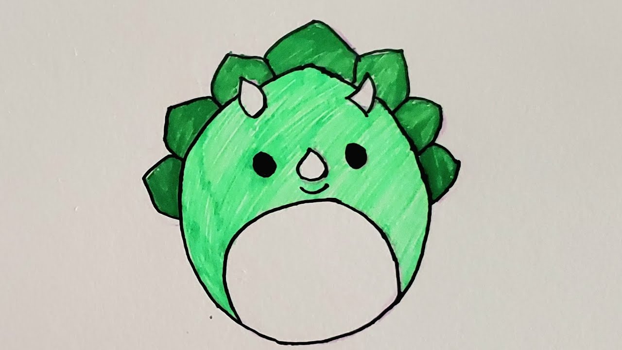 How to draw Tristan triceratops squishmallow| easy drawing for kids ...