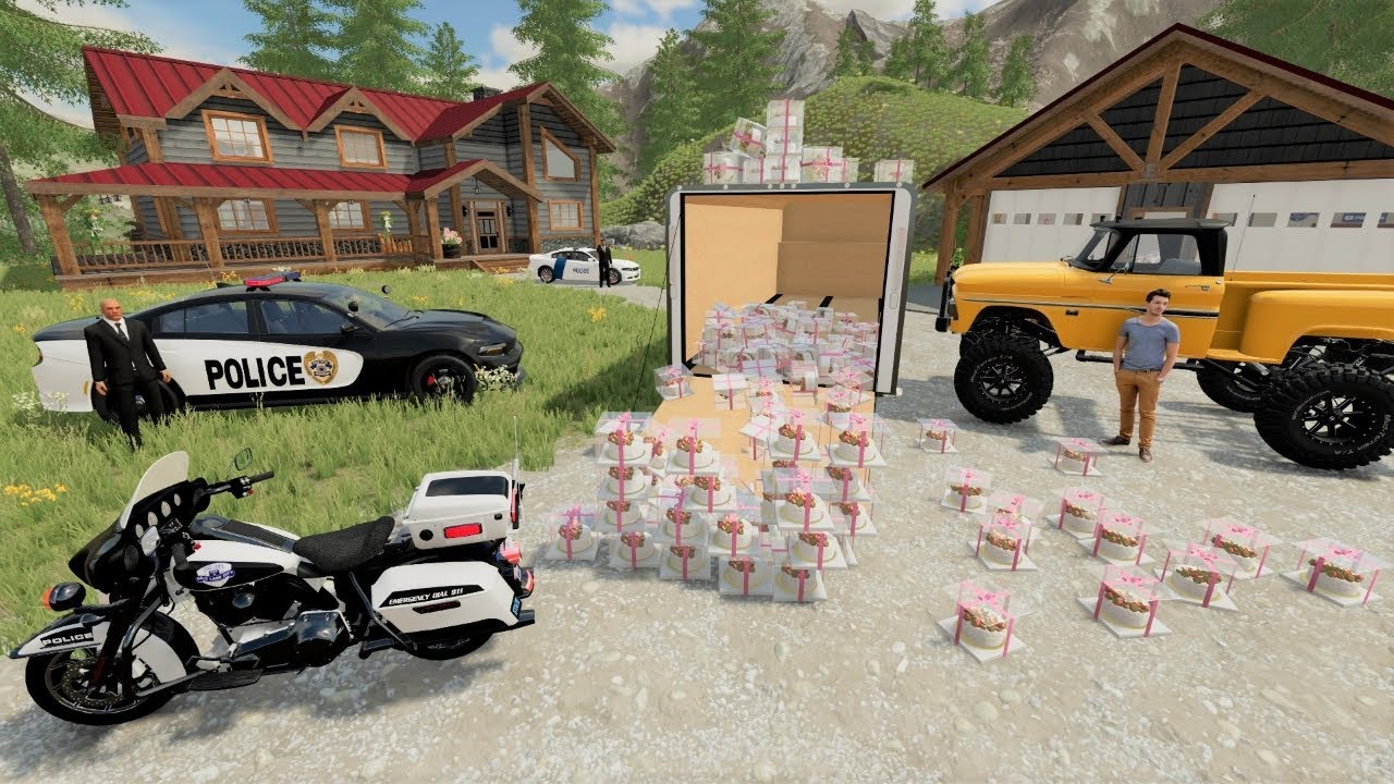 Police arrest bad guy stealing birthday cakes | Farming Simulator 22 ...