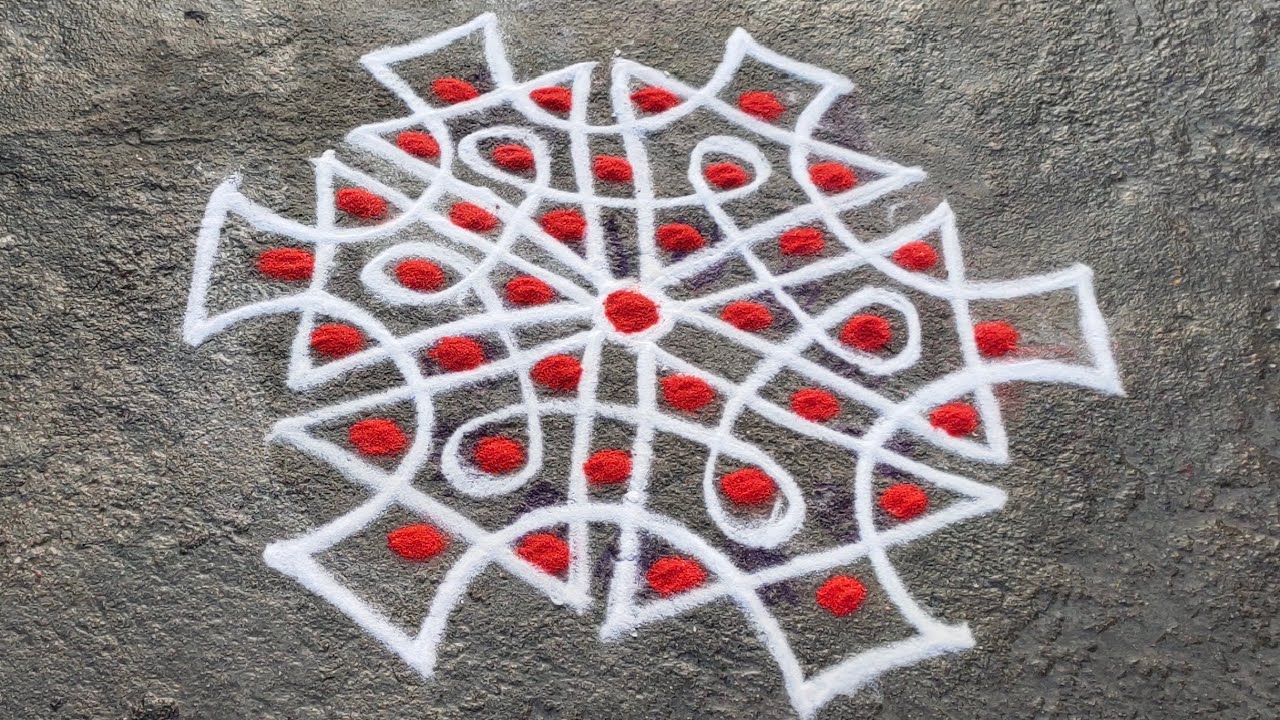 Melikala muggu 7-4 colour dots/simple rangoli designs/daily rangoli ...