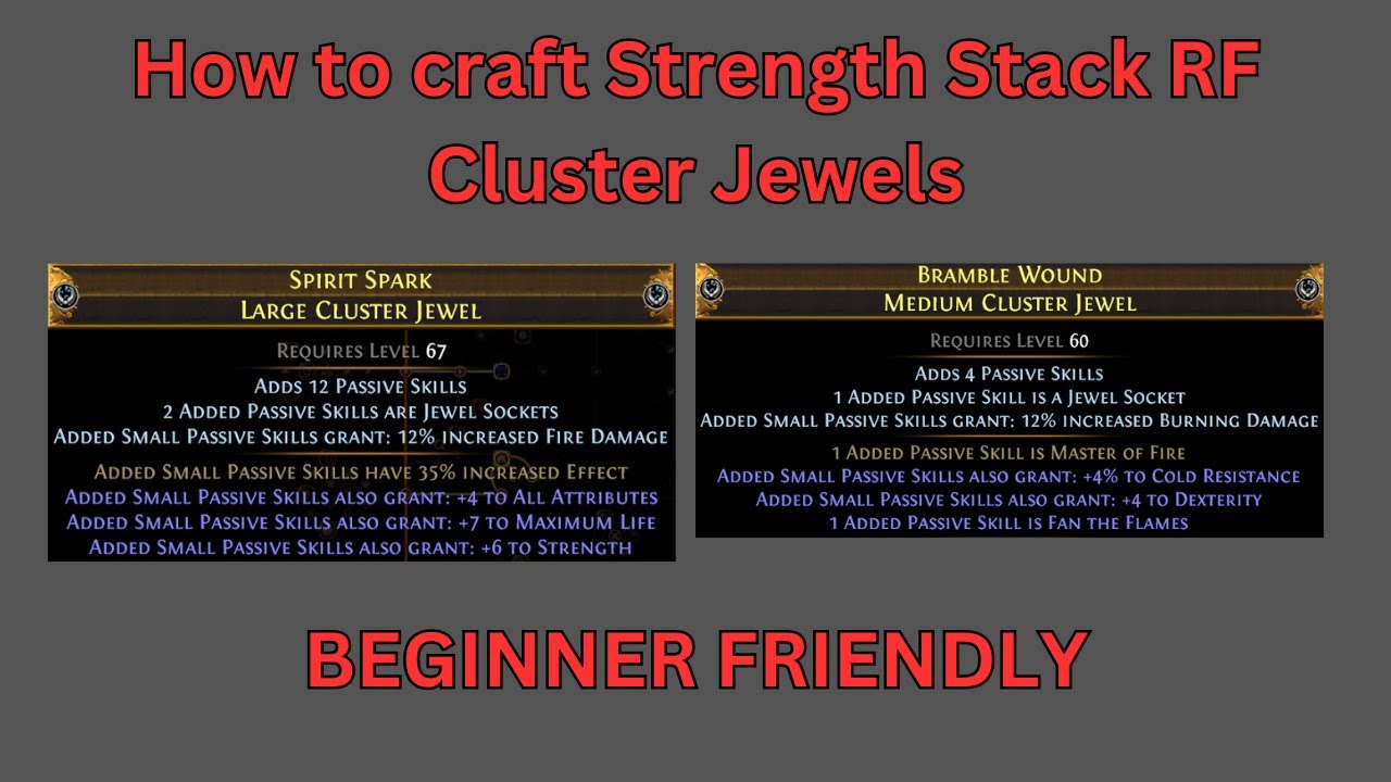 How to craft cluster jewels for STR Stack Righteous Fire | POE Legacy ...