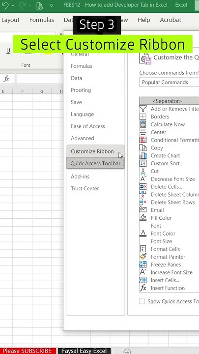 How to add Developer Tab in Excel | microsoft excel tutorial - YouTube
