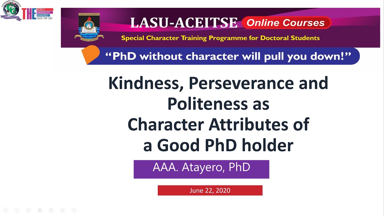 Aderemi Atayero- LASU-ACEITSE-Character Training on Kindness ...