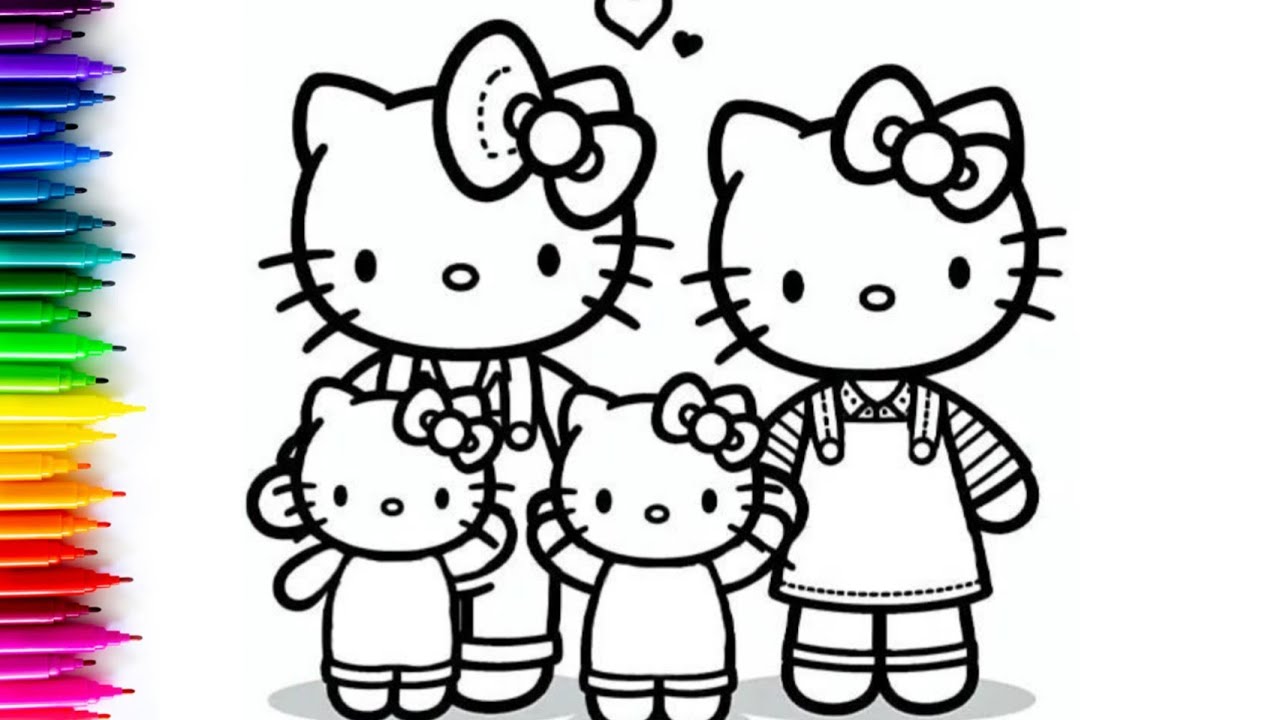 Hello Kitty family | how to draw hello kitty family drawing - YouTube