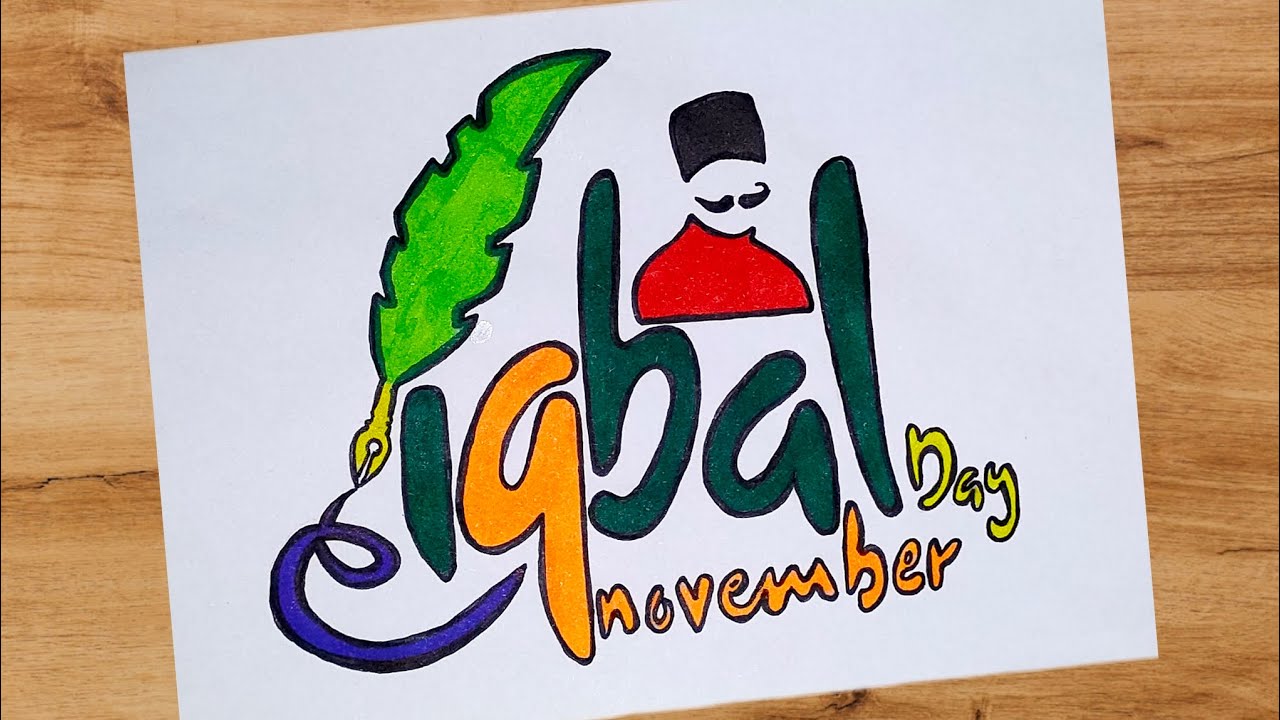 How to draw Iqbal Day Poster //9 November Iqbal Day Drawing //Allama Iqbal Day Chart idea for ...