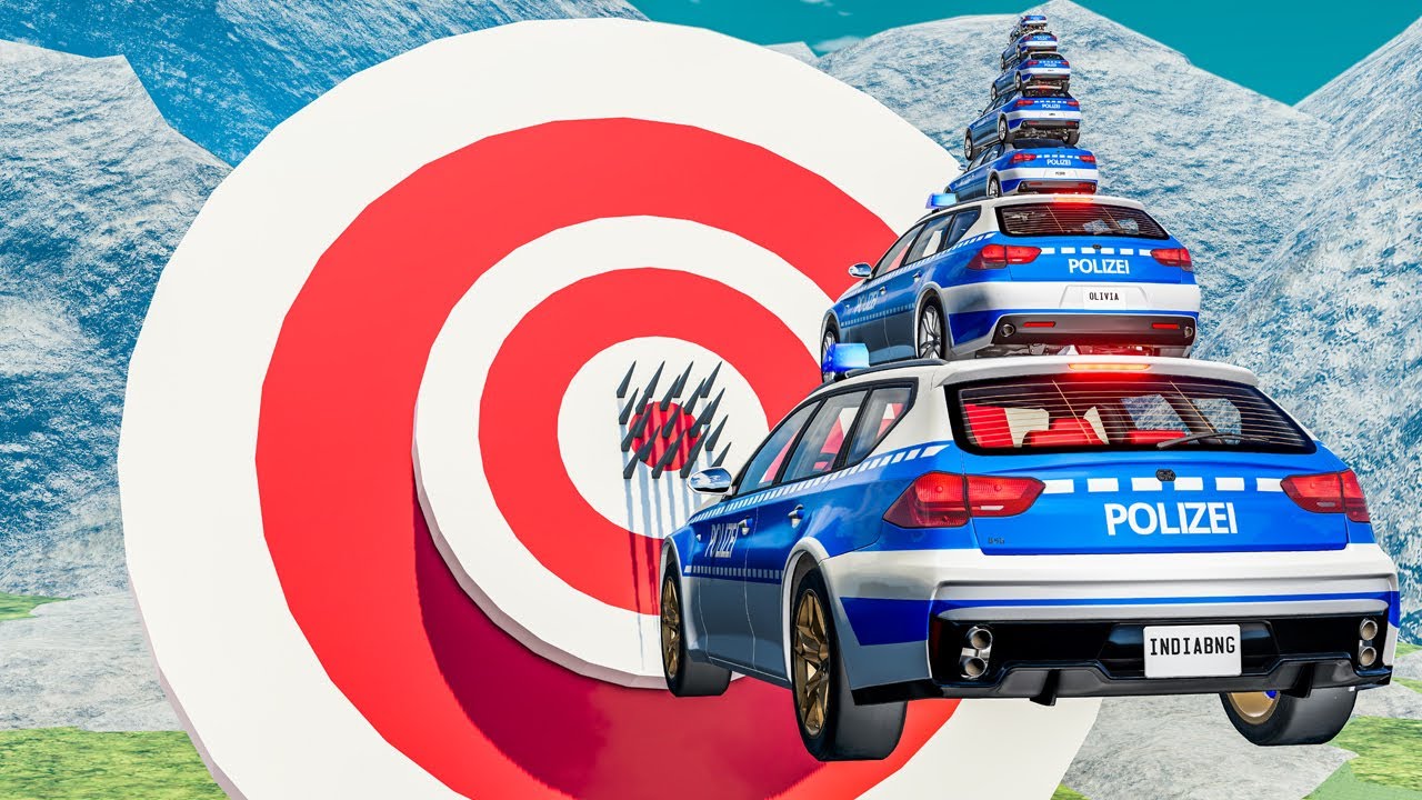 Big & Small Police Cars vs Target board Point in BeamNG.Drive - YouTube