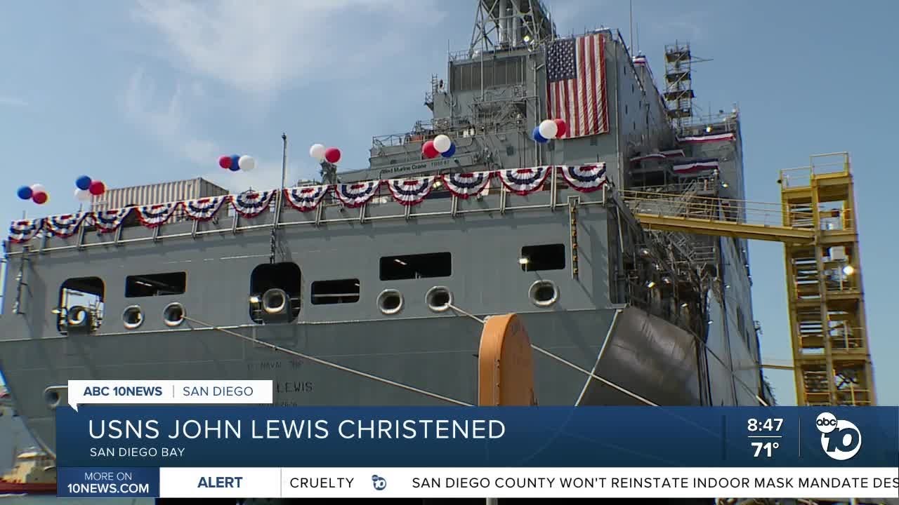 USNS John Lewis christened one year after statesman's death - YouTube