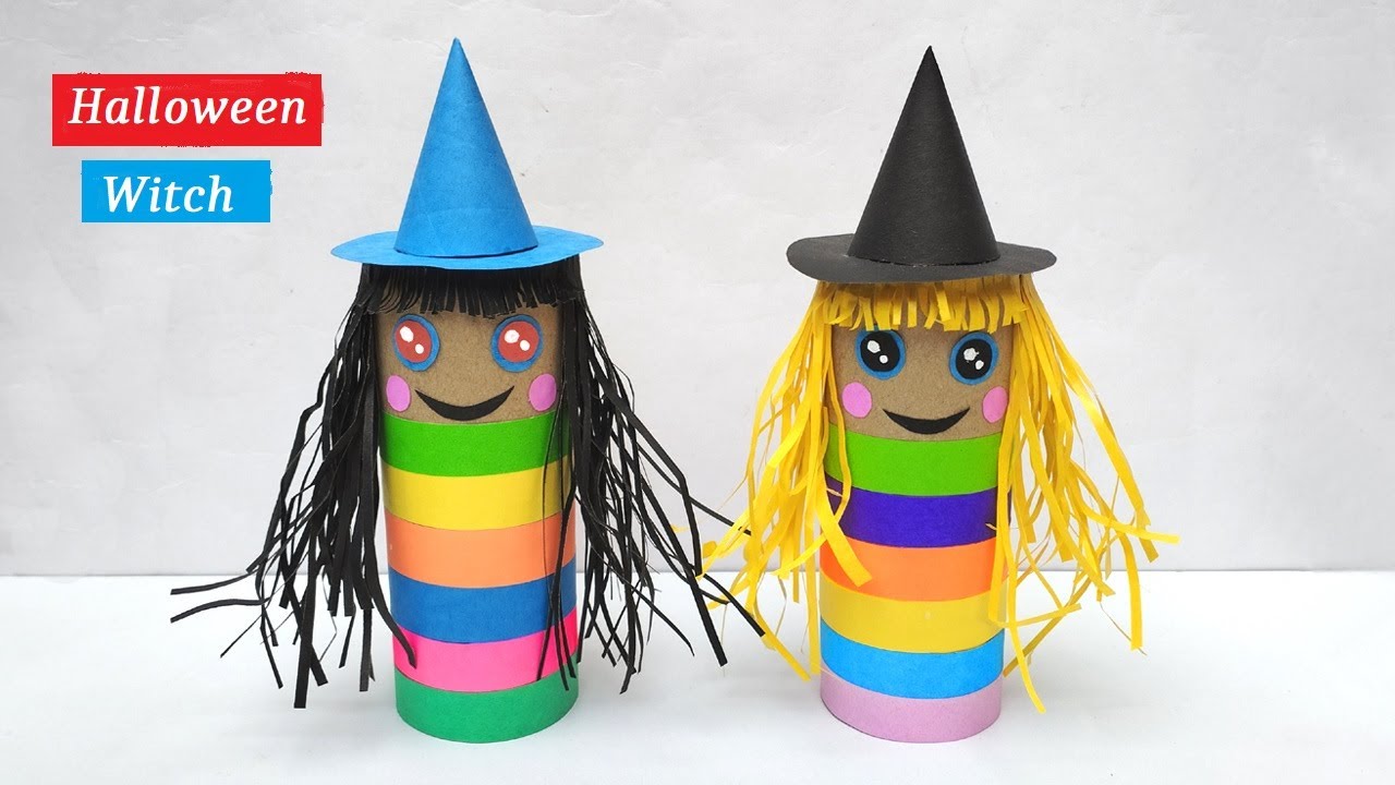 How to make a paper witch at home | Toilet paper roll witch | Halloween ...