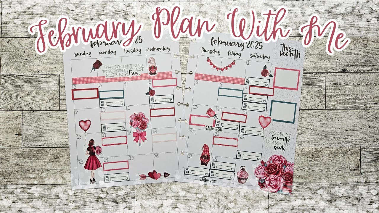 February Monthly Plan with Me | KellofaPlan Love Blossoms - YouTube