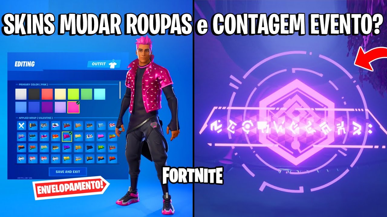 FORTNITE - SKINS ENVELOPAMENTO CUSTOMIZÁVEIS e CONTAGEM REGRESSIVA ...