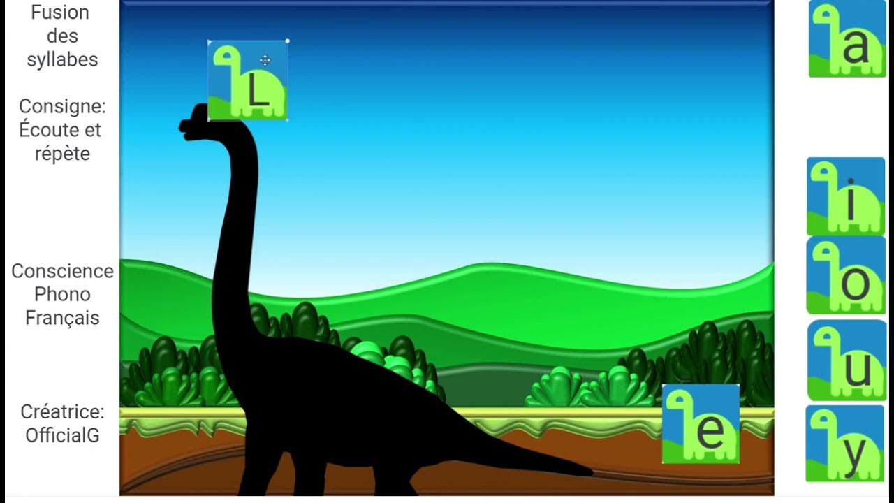 Dino slide: Learn phonemes in french (L + vowel) - Fusion des lettres ...