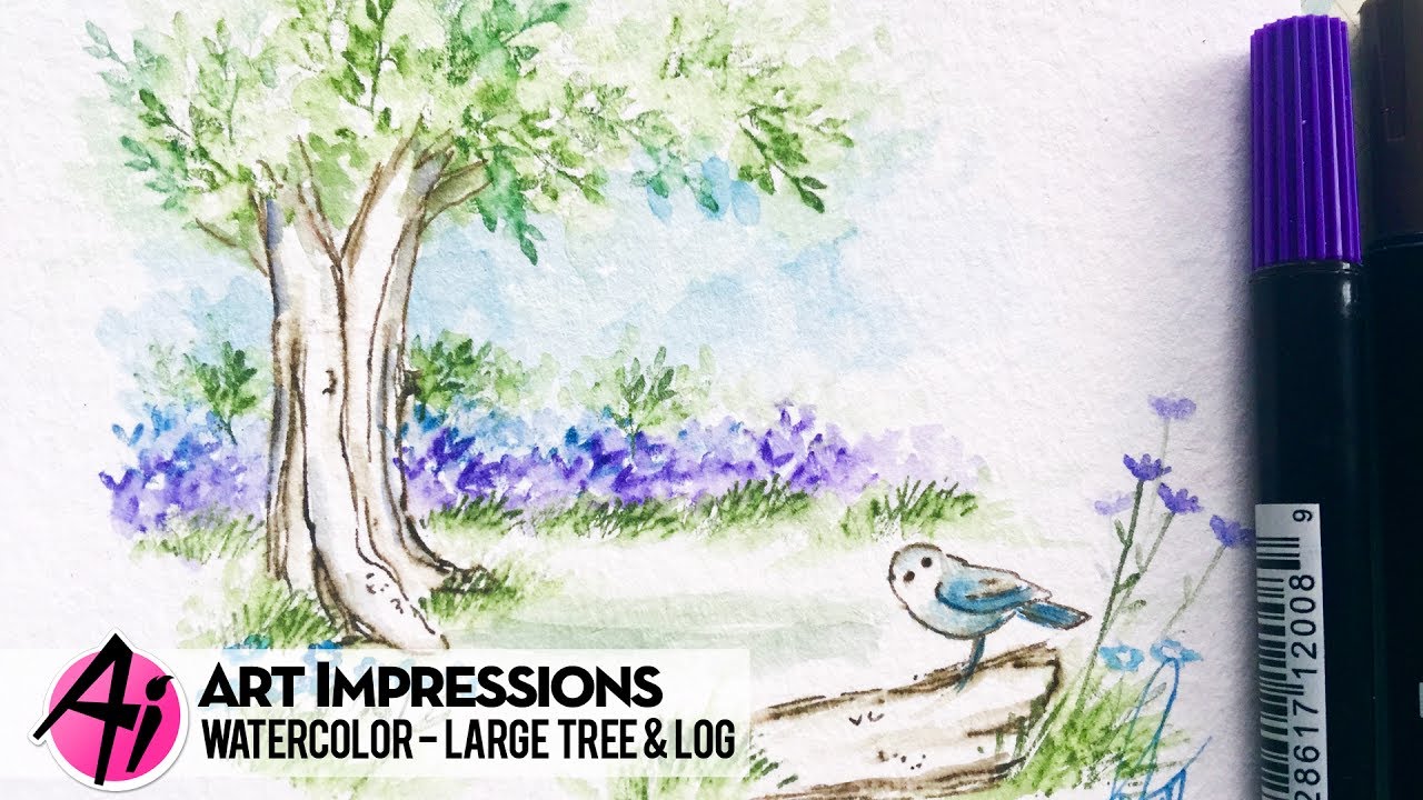 Ai Watercolor - Large Tree & Log - YouTube