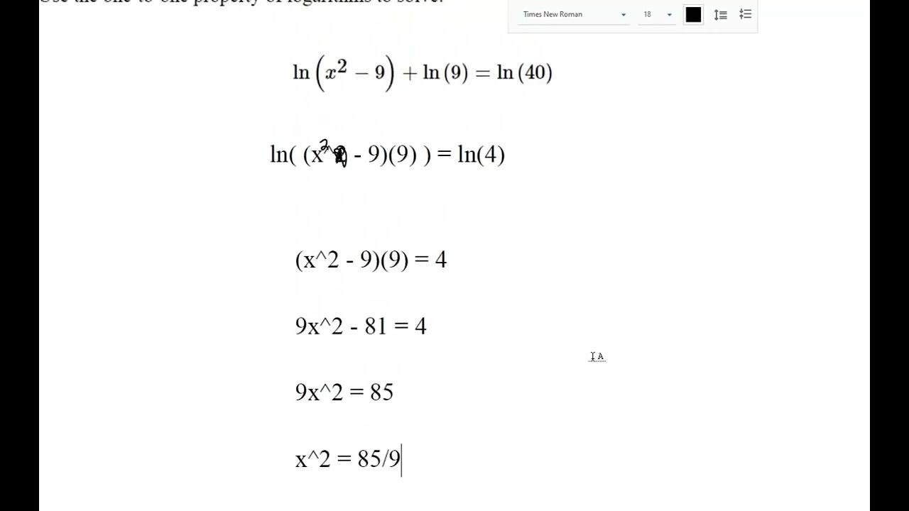 Use the one to one property of logarithms to solve - YouTube