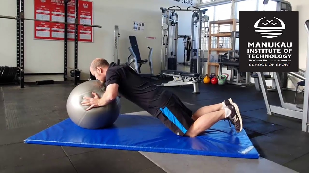 Hands on Swiss Ball Kneeling Push Up - YouTube