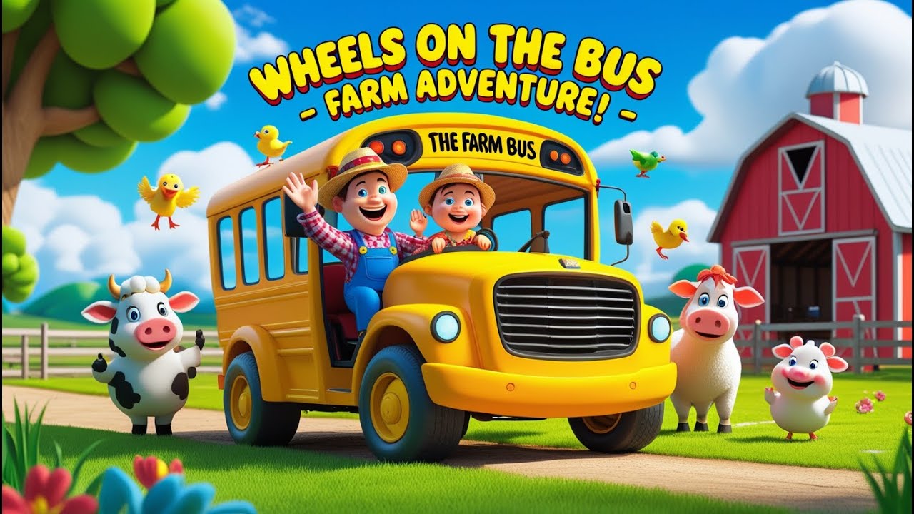 Wheels on the Bus (Farm Animals Version) | Animal Song | Nursery Rhymes ...