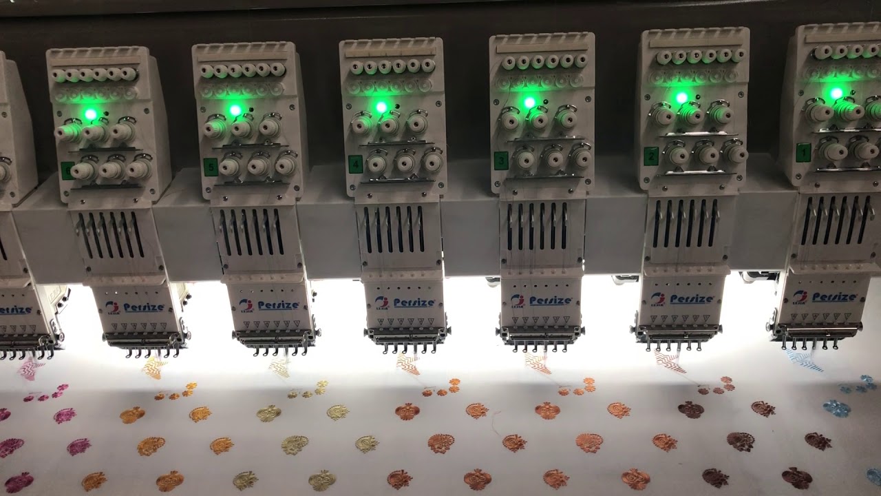6 Needles 36 heads high speed embroidery machine - YouTube