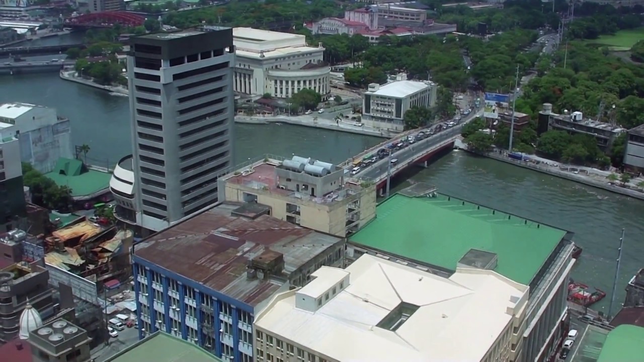 File footage - Manila, Intramuros, Binondo, Makati aerial views (Manila ...
