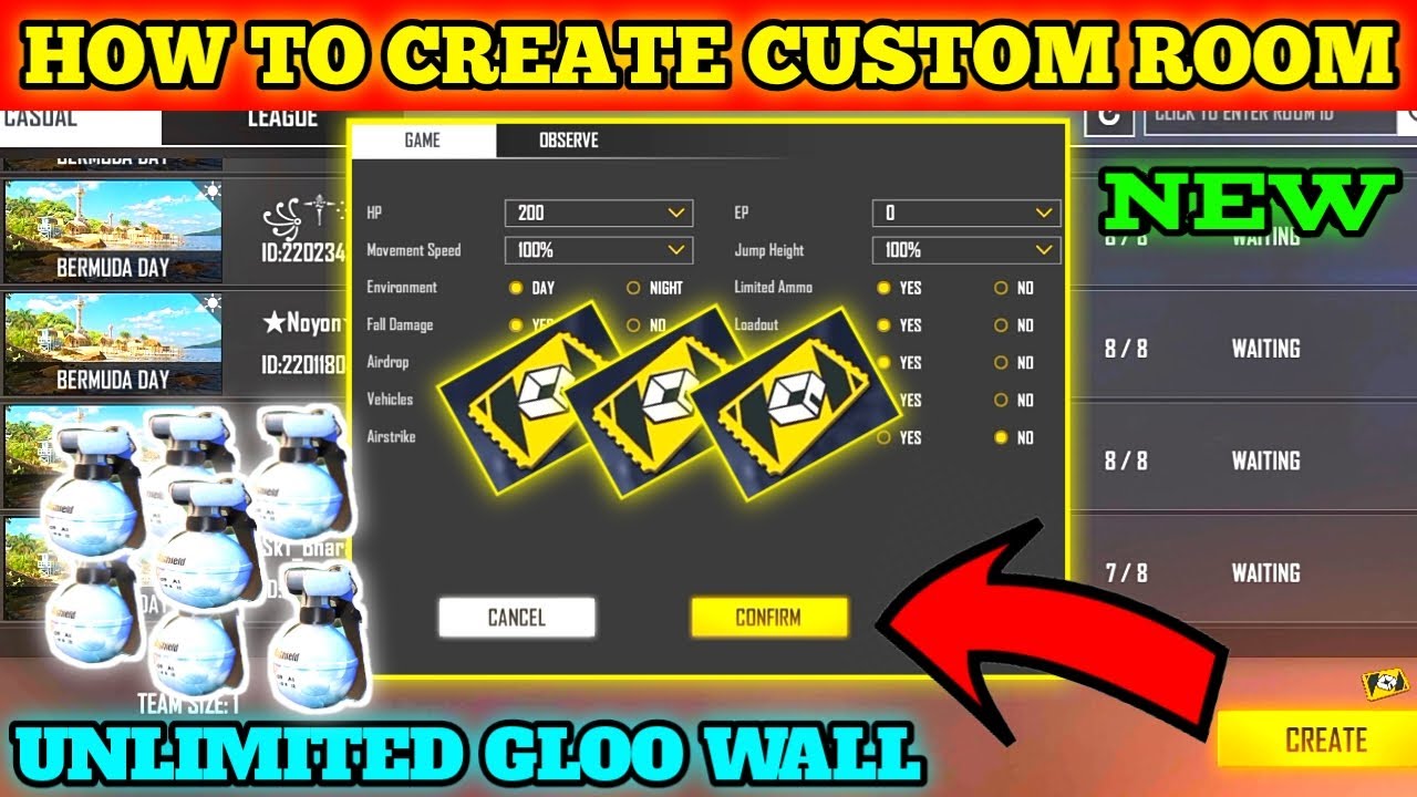 HOW TO CREATE CUSTOM ROOM IN FREE FIRE | CREATE OWN CUSTOM ROOM FREE ...