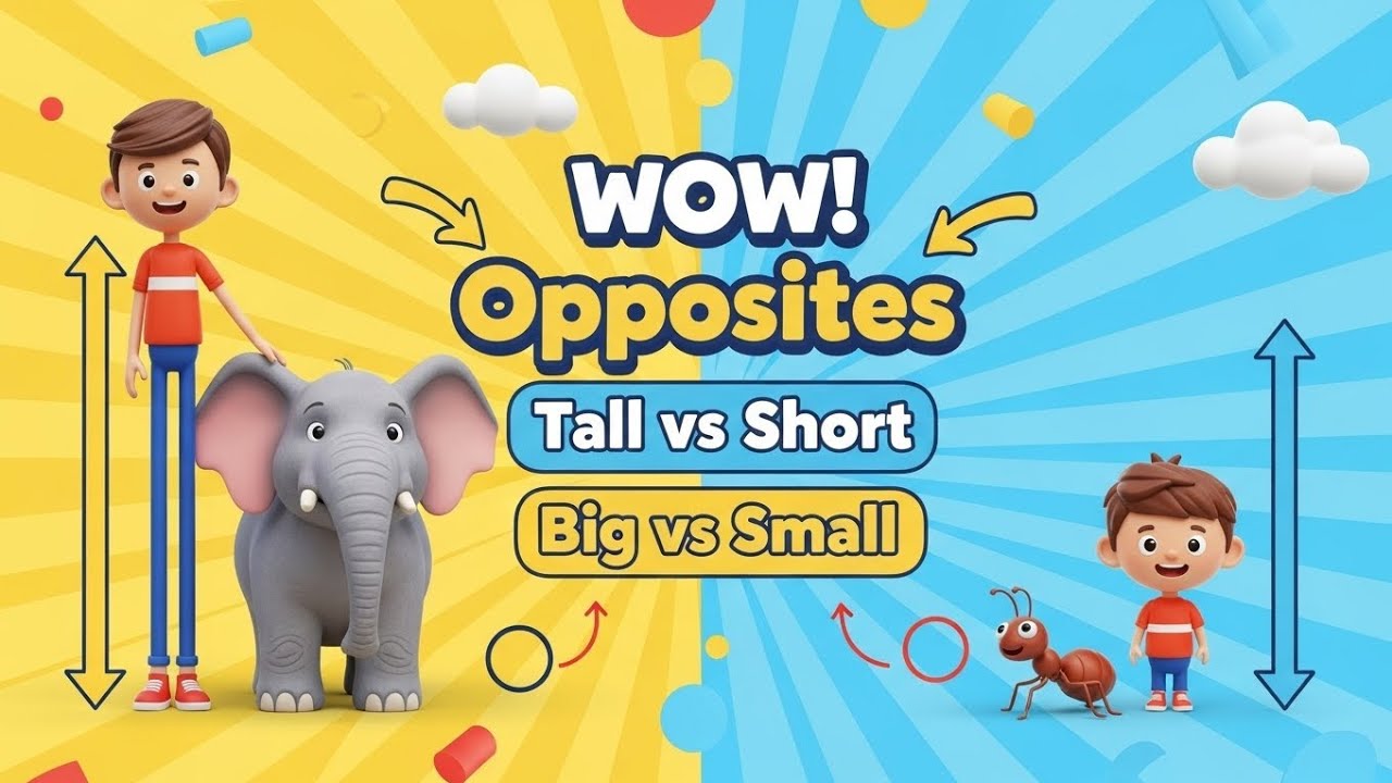 Opposites for Kids | Tall and Short | Big and Small | Learn Opposites ...