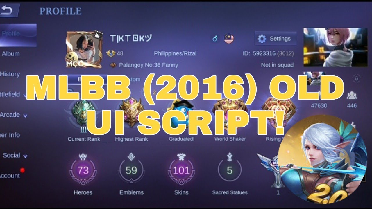 MLBB OLD VERSION (2016) UI SCRIPT | 100% Working Patch M3 - YouTube