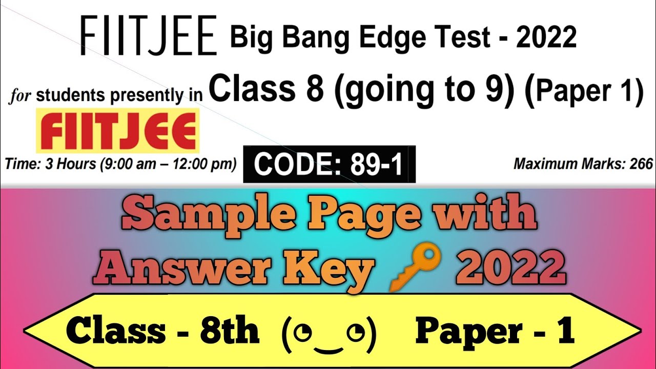 FIITJEE Sample Paper 1 Class 8th Big Bang Edge Test 2022 YouTube fiitjee-sample-paper-1-class-8th-big-bang-edge-test-2022-youtube