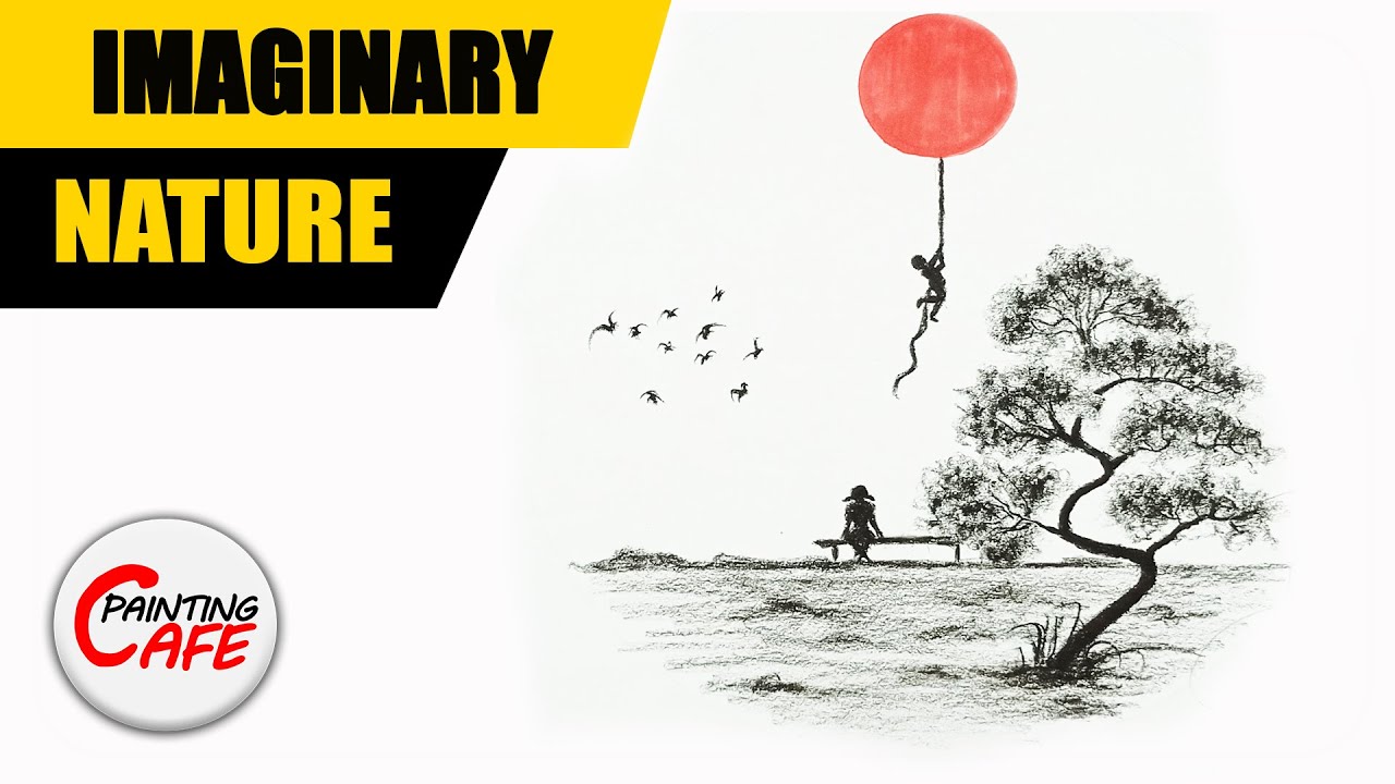 How to draw an Imaginary view of a nature? - YouTube