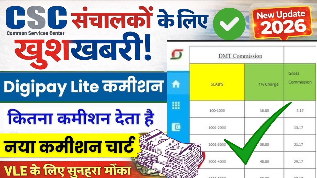 CSC VLE के लिए खुशखबरी! DigiPay LITE New Commission Chart 2026 ...