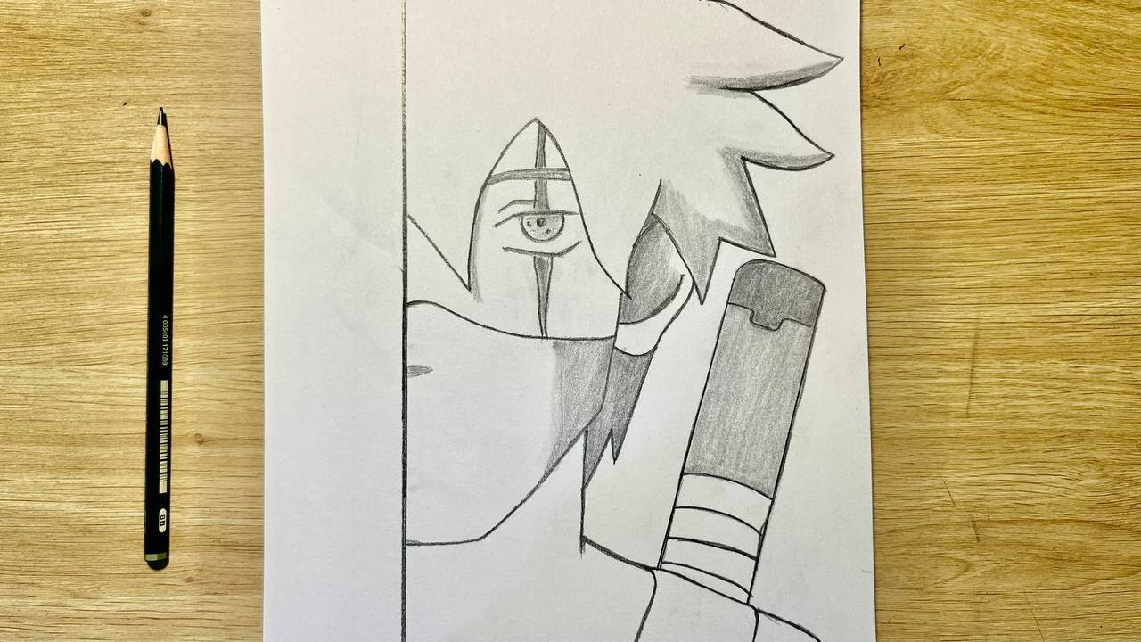 Anime half face easy drawing / How to draw Kakashi / For Beginners ...