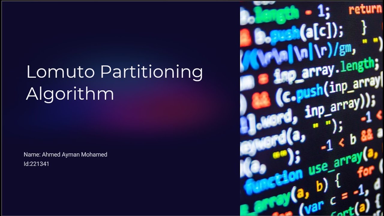 Lomuto Partitioning Algorithm - CS312x Project. - YouTube