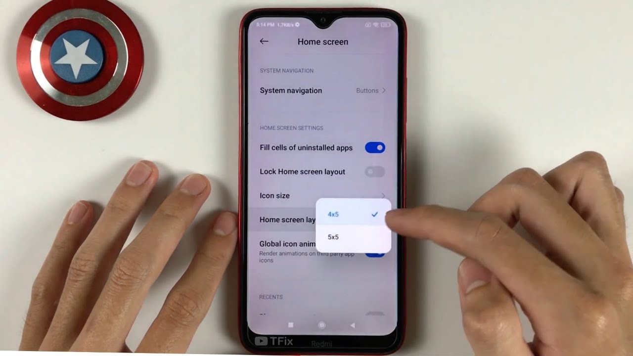 How to change Home screen layout 4x5, 5x5 on Xiaomi Redmi 8 Android 10 ...