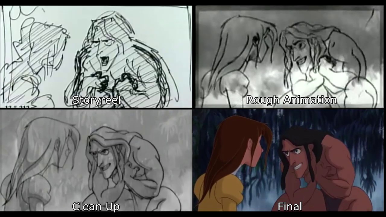 Tarzan meets Jane. Comparison of the animation process. - YouTube