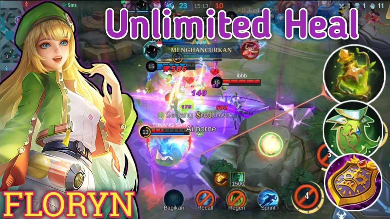 (UNLIMITED HEAL) GAMEPLAY FLORYN - BUILD TOP 1GLOBAL FLORYN - MLBB ...