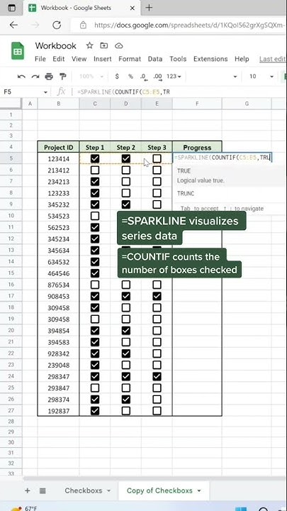 How To Create Progress Checkboxes In Gsheets Excel Shorts Youtube 