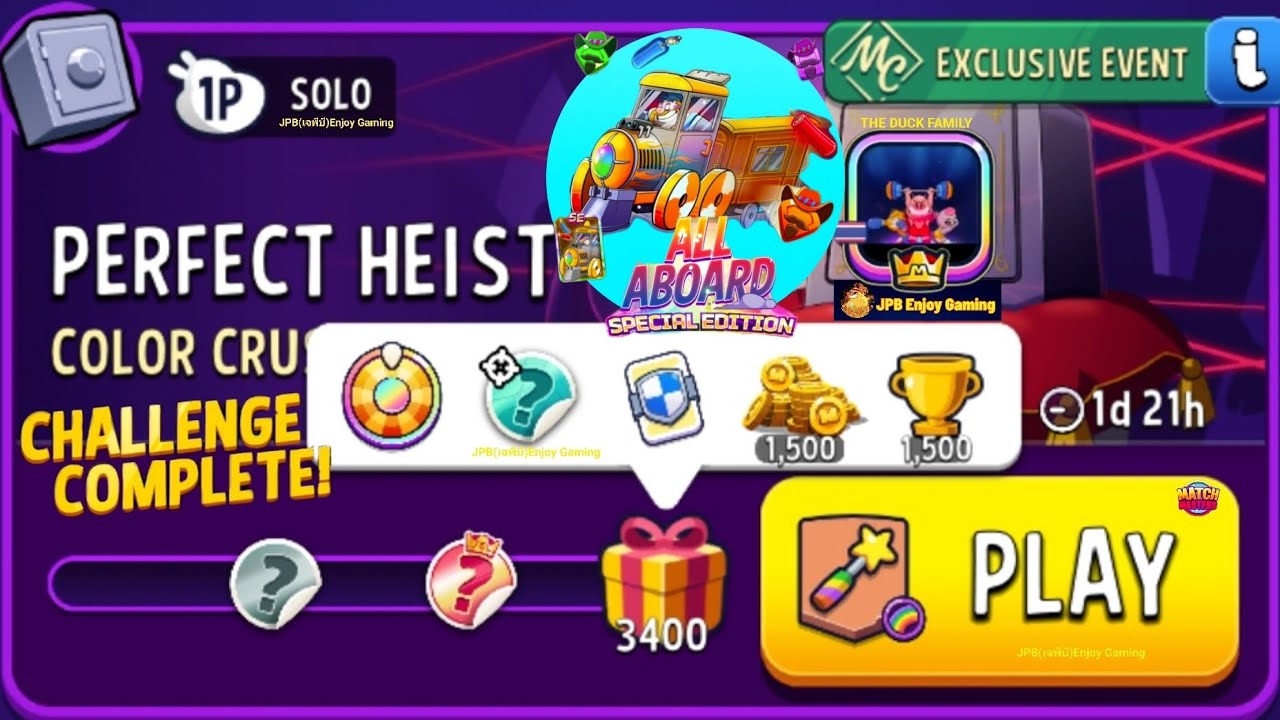 SE All Aboard Solo Challenge Perfect Heist 10 move Color Crush+Rainbow ...