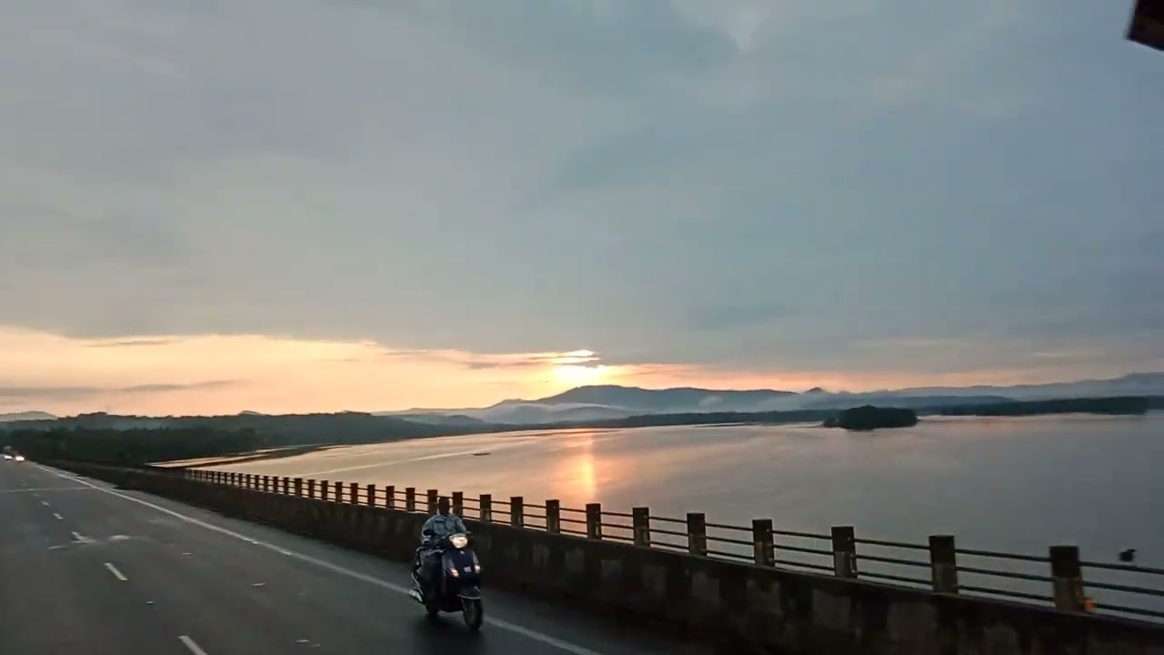 Karwar Beach River Junction with Bridge - YouTube