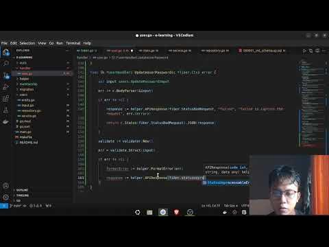 22. Golang project fiber dan gorm e-learning - Membuat update password endpoint - YouTube