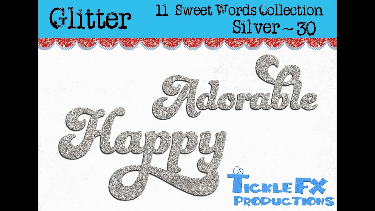 11 Glitter Sweet Words Vectors in Silver#30 Clip Art Digital ...