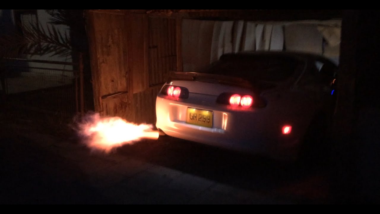 Toyota Supra Huge Flames - YouTube