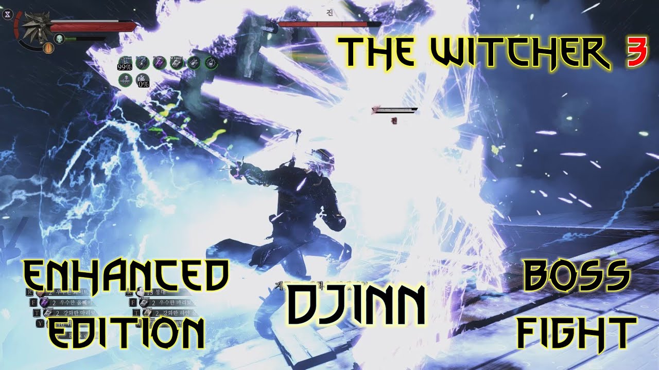 The Witcher 3 Hardcore DJinn Boss Fight Enhanced Edition + Magic Spells ...
