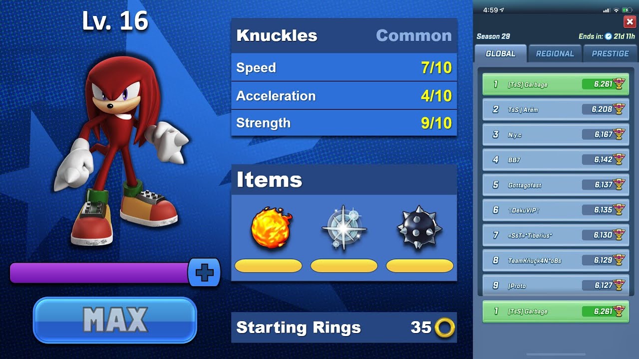 Sonic Forces Speed Battle - Knuckles Gameplay (Max Level) - YouTube