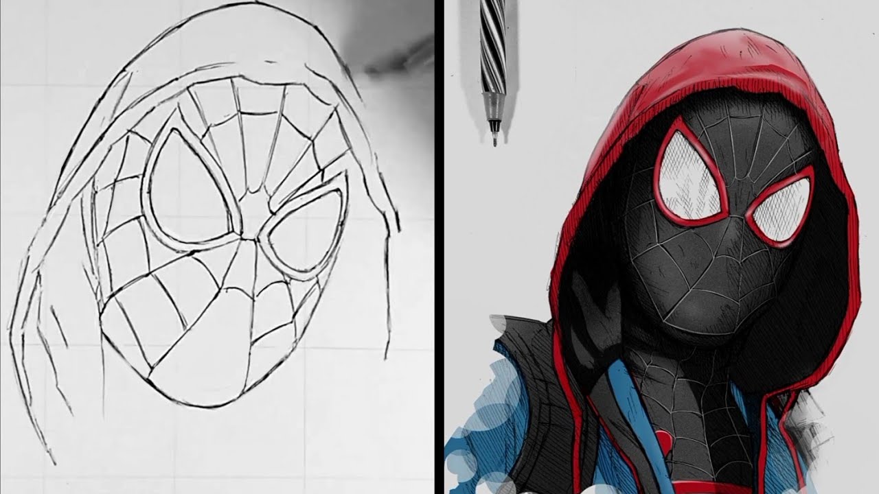 Drawing Miles Morales | SPIDER-MAN ACROSS THE SPIDER VERSE - YouTube