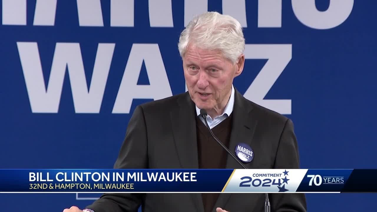 Bill Clinton campaigns for Harris-Walz ticket in Milwaukee - YouTube