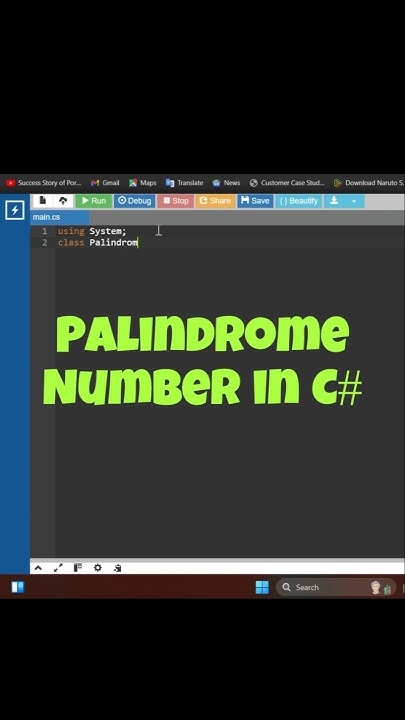Palindrome Number in c# || #shorts || || #viralvideo - YouTube