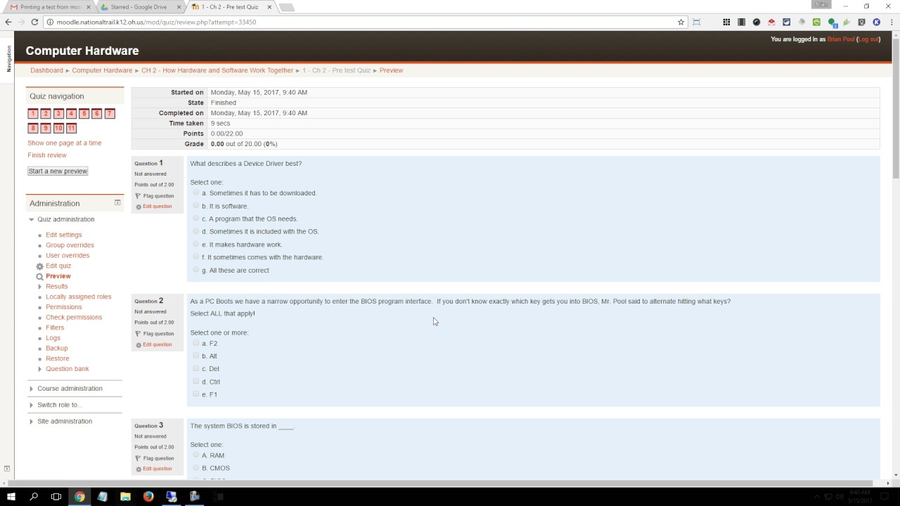 Moodle Test Printing - YouTube
