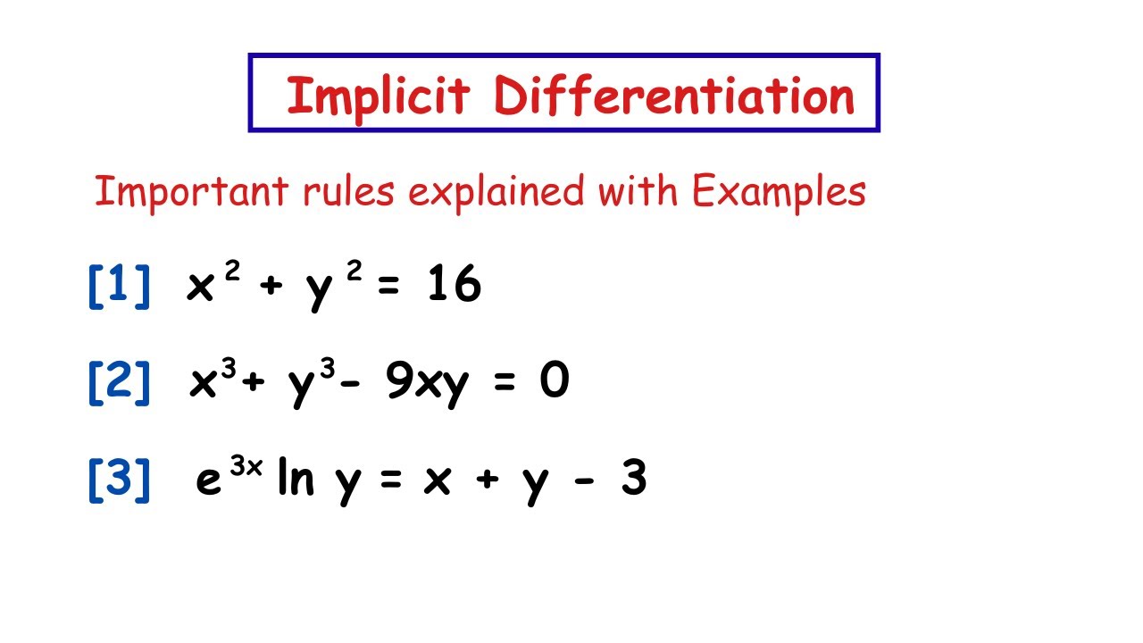 Implicit Differentiation Explained with Examples | Calculus Basics - YouTube