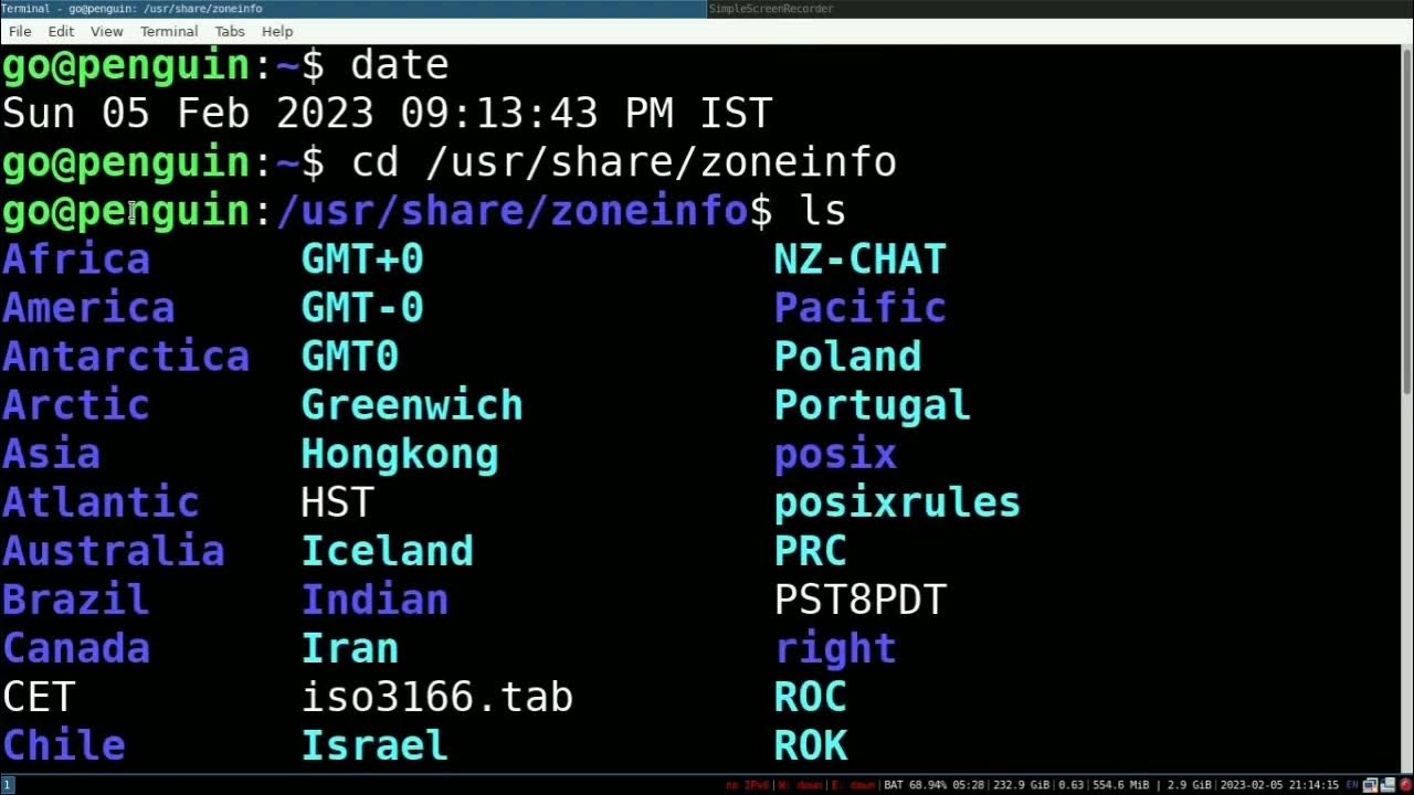Change timezone with linux terminal - YouTube